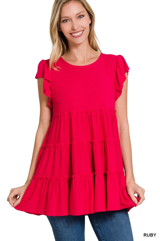Ruffled Sleeve Tiered Tunic Top – The 601 Boutique
